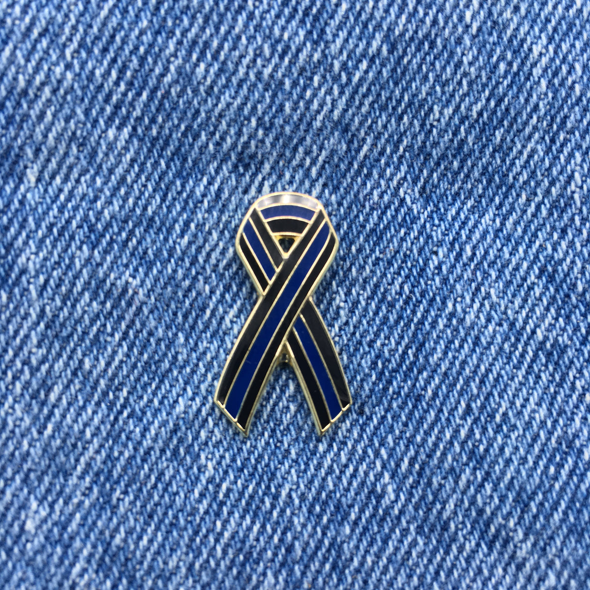 Thin Blue Line Police Support Awareness Ribbon Cloisonné pin Ships FREE ...