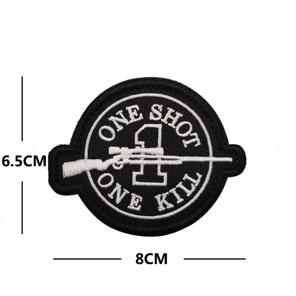 One Shot One Kill Sniper Hook and Loop Morale Patch Army Navy USMC Air ...