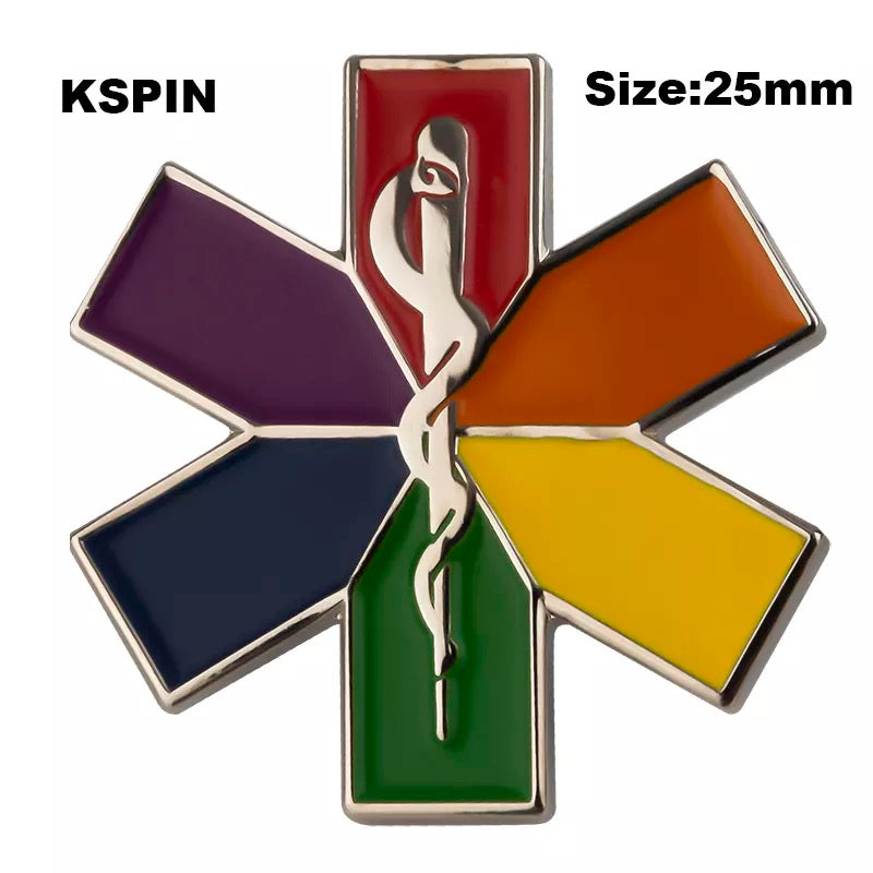 Rainbow Pride LGBTQ Star of Life EMT EMS PARAMEDIC pin FREE USA ...