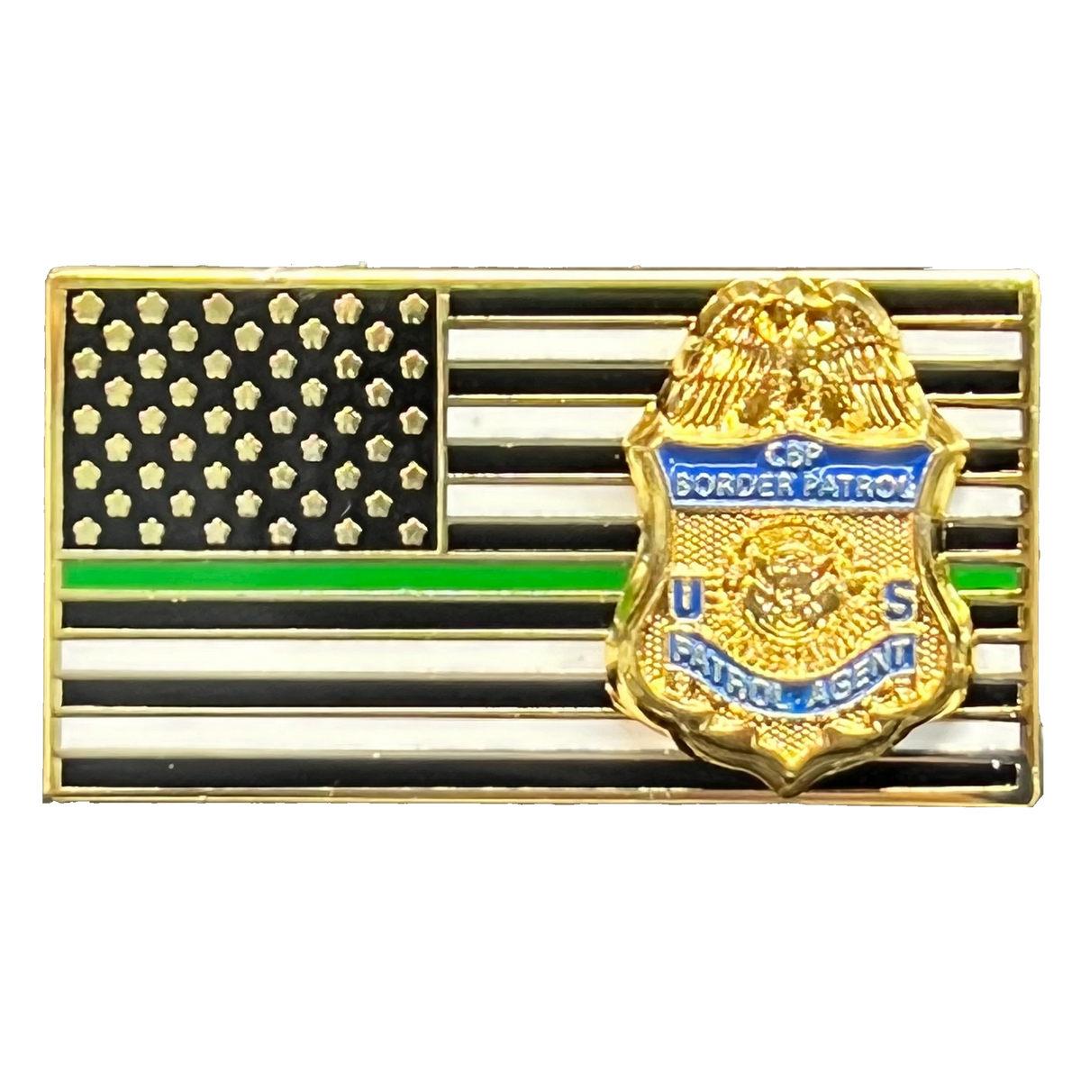 CBP Border Patrol Agent Thin Green Line Flag Pin Honor First BPA BFP ...