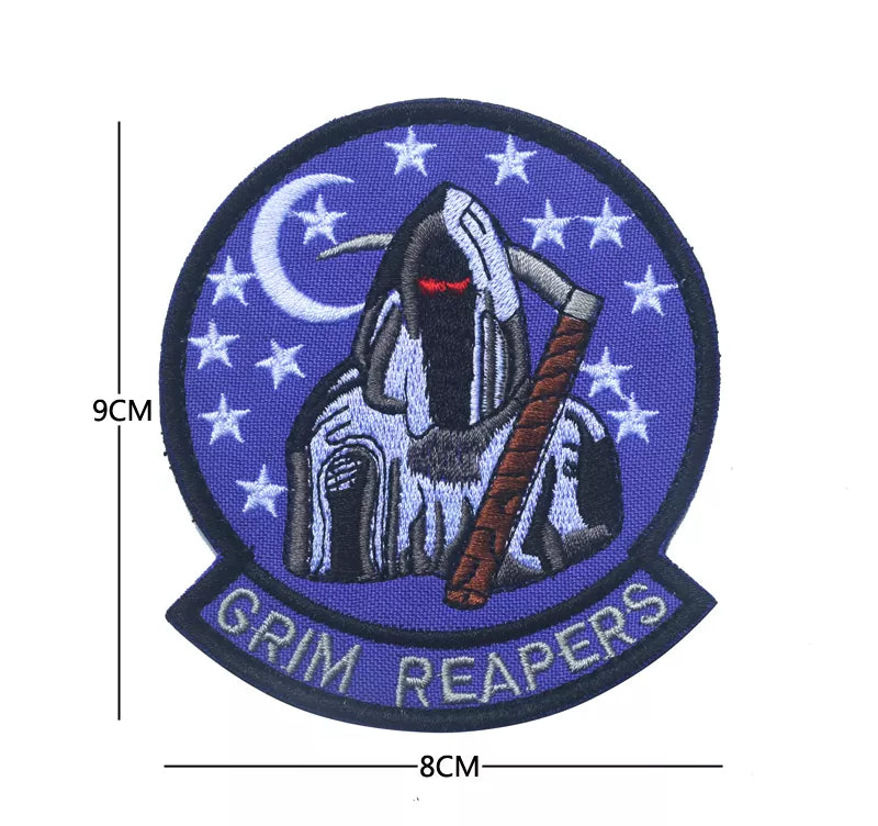 Grim Reapers Embroidered Hook and Loop Morale Patch Army Navy USMC Air ...