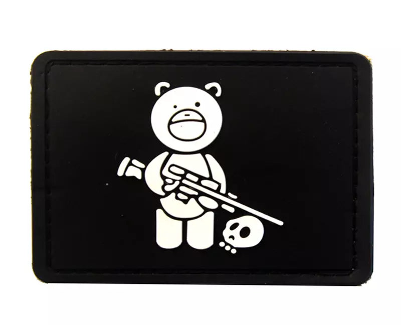 Funny Teddy Bear Hunter Skull Hook and Loop Morale Patch Army Navy USMC ...