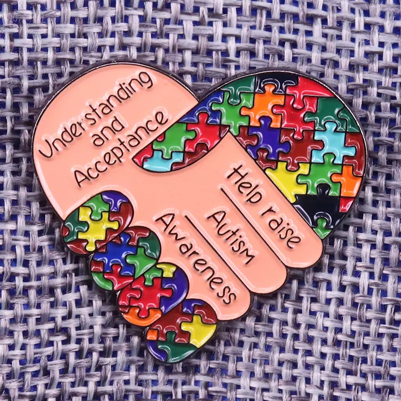 Autism Handshake Awareness Puzzle Piece Enamel Pin FREE USA SHIPPING ...