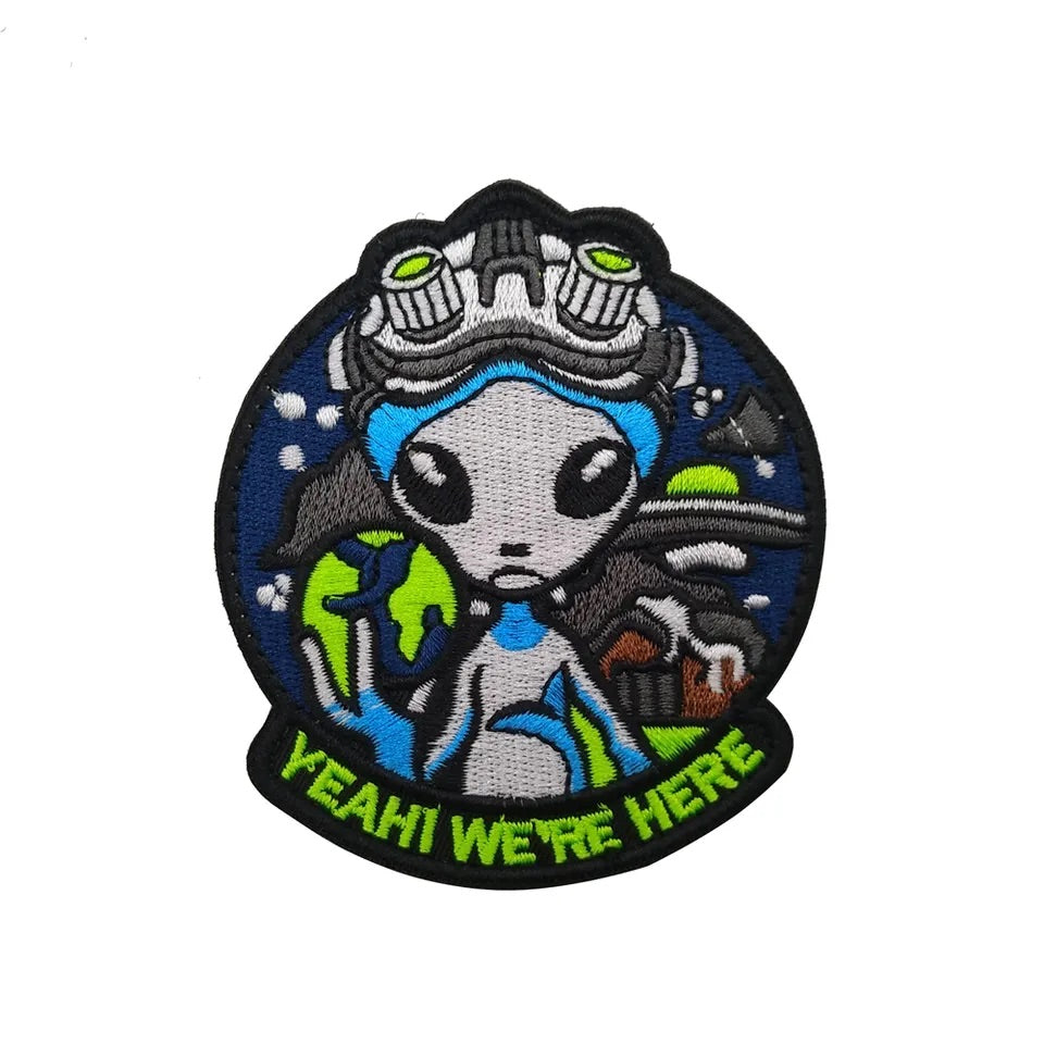 Funny Alien Night Vision Goggles Embroidered Hook and Loop Morale Patch ...