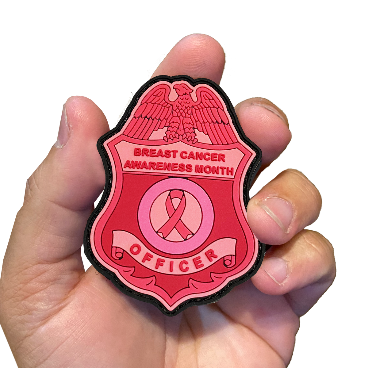 Pink Breast Cancer Awareness PVC Patch with Hook and Loop (CBP badge ...