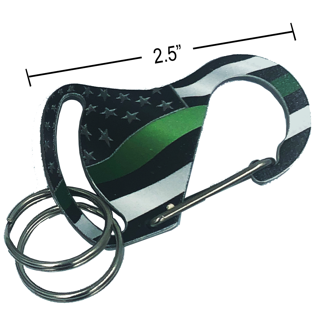 Thin Green Line Carabiner Keychains with 2 key rings police Border ...