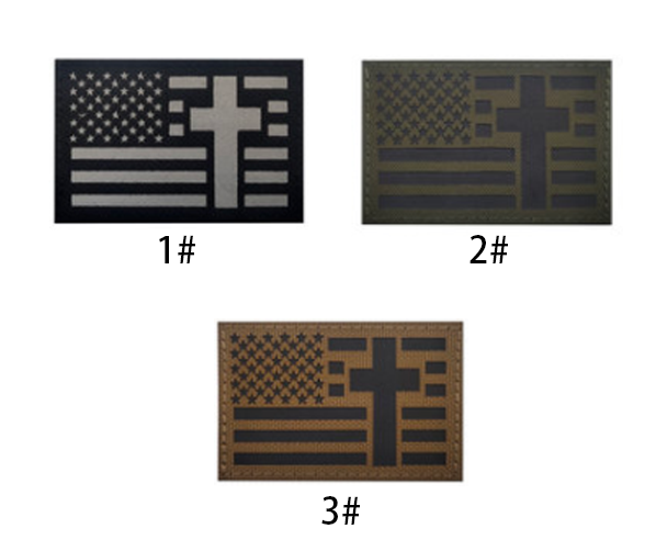 USA Flag and Christian Cross Hook and Loop Morale Patch Army Navy USMC ...